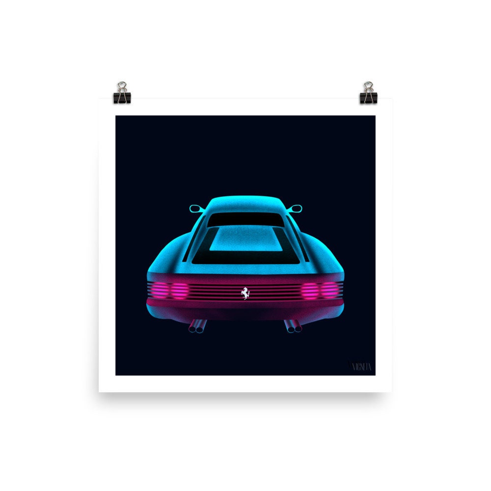 Poster Ferrari Testarossa Retro Style Minimalist - Etsy UK