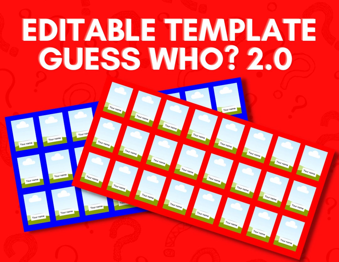 Custom Editable Guess Who 2.0 Printable Guess Who Guess Who 2.0 Sheets ...