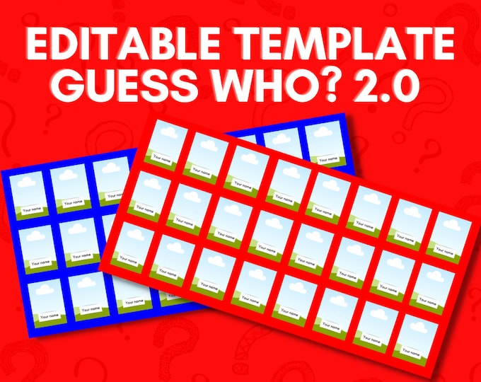 Guess Who 2.0 editable personalizado - ¿Adivina quién imprimible ...