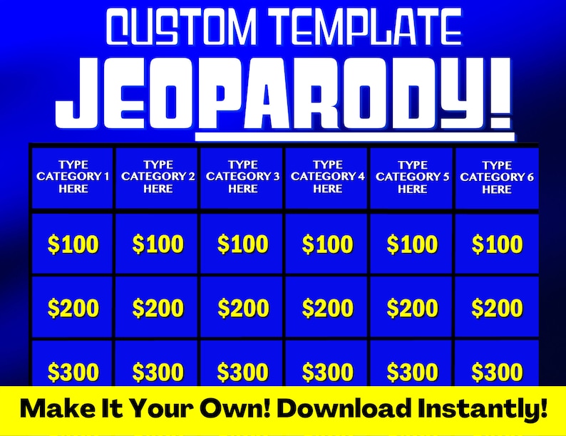 Customizable JEOPARODY, Jeoparody Template, Make Your Own Jeoparody ...