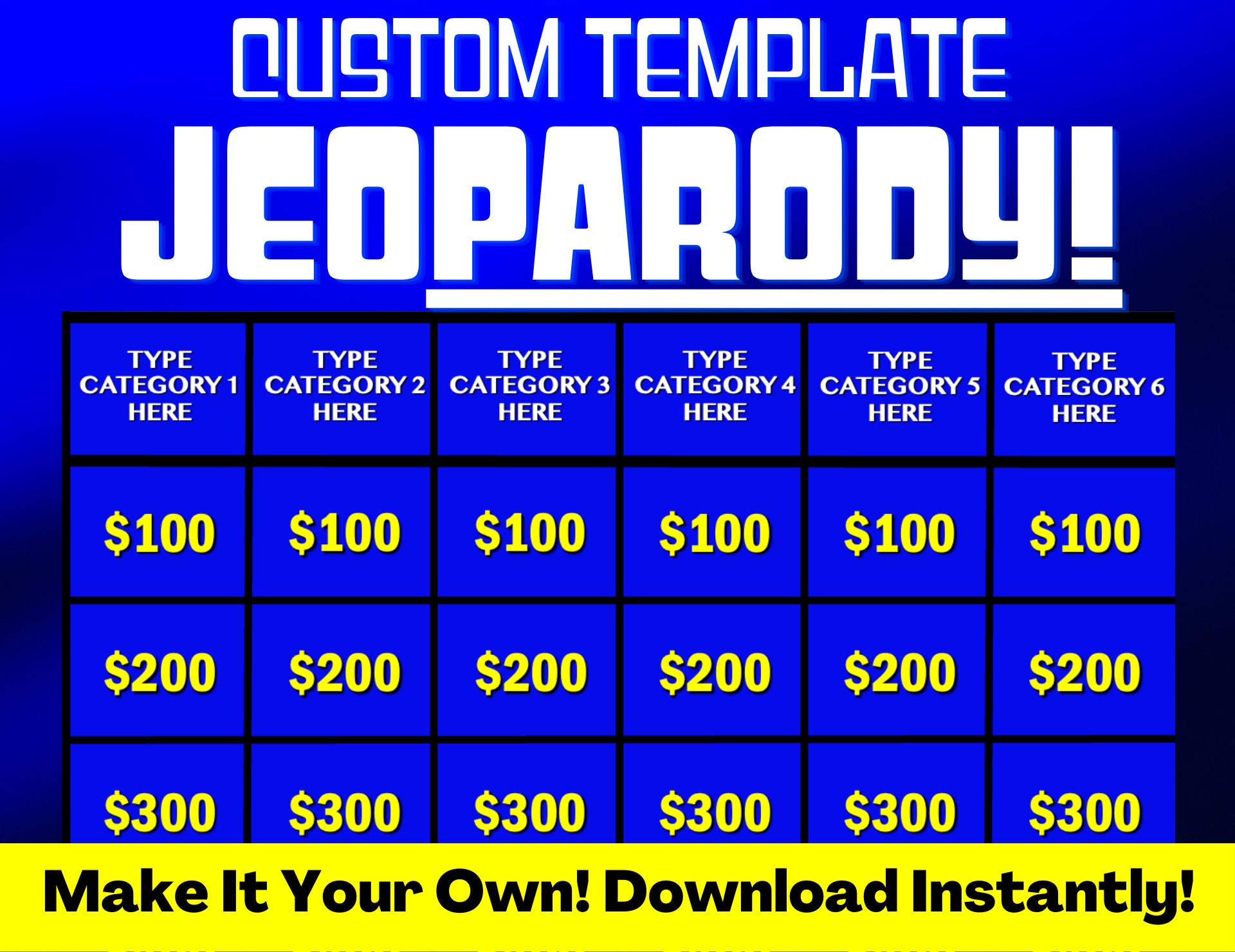 Jeopardy Powerpoint Template 6 Categories