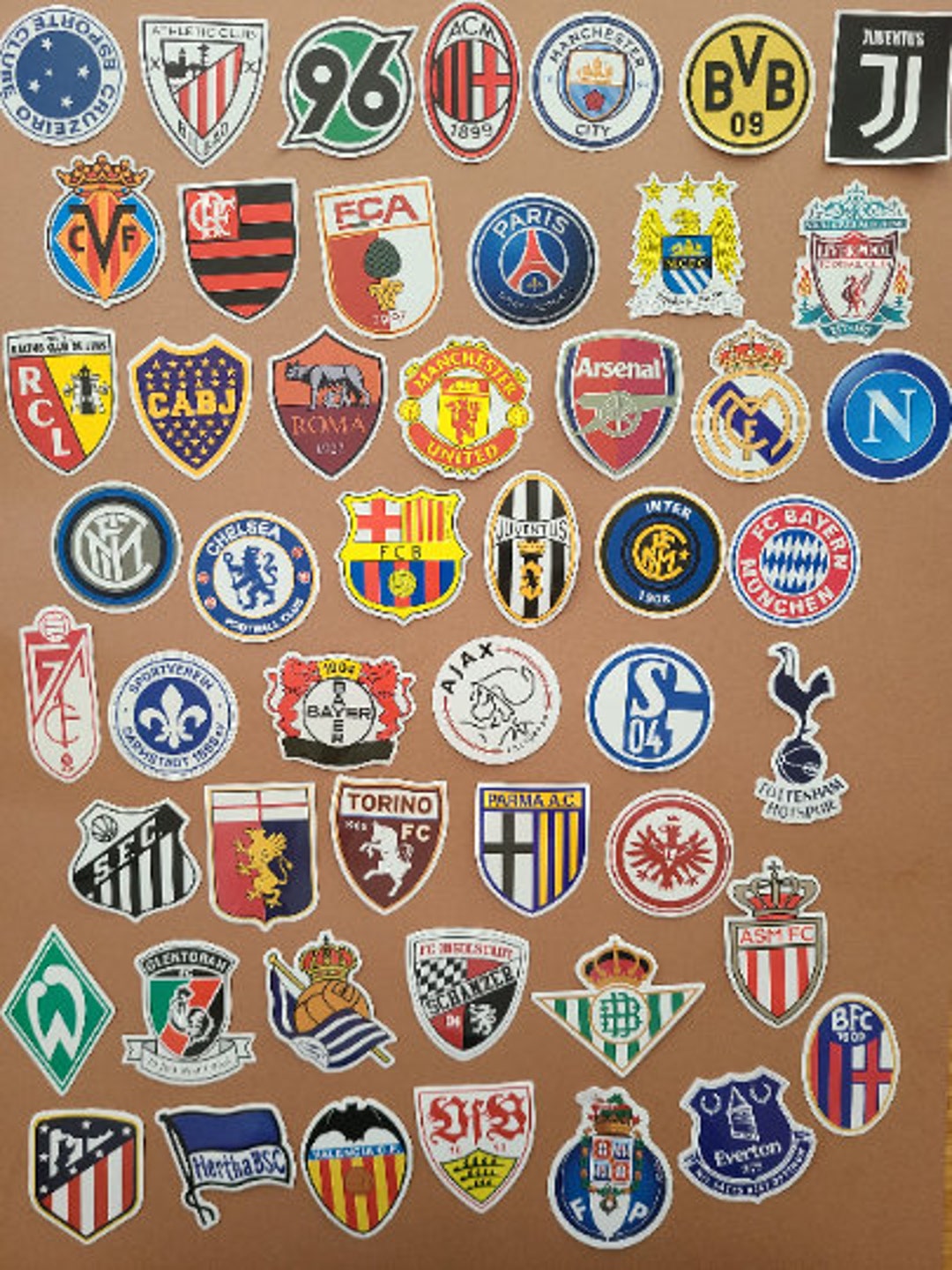 50 Football Teams Stickers Manchester Real Madrid PSG, Bayern Arsenal ...