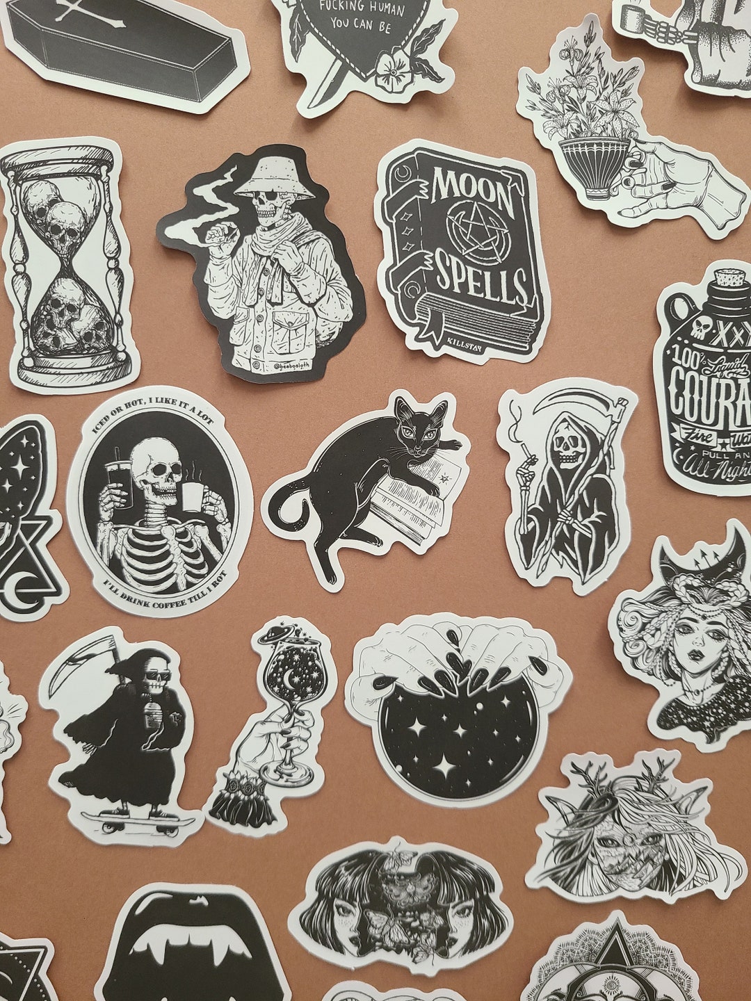 50 Original Black and White Gothic Punk Style Stickers Vinyl/waterproof ...