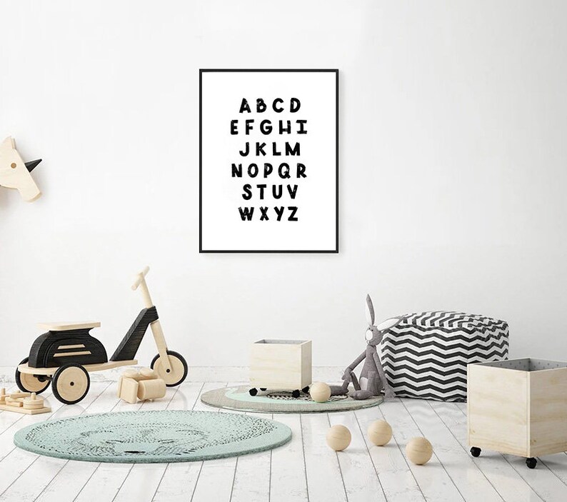 ABC Poster Handwritten Minimal | Black and White | Classroom Decor ...