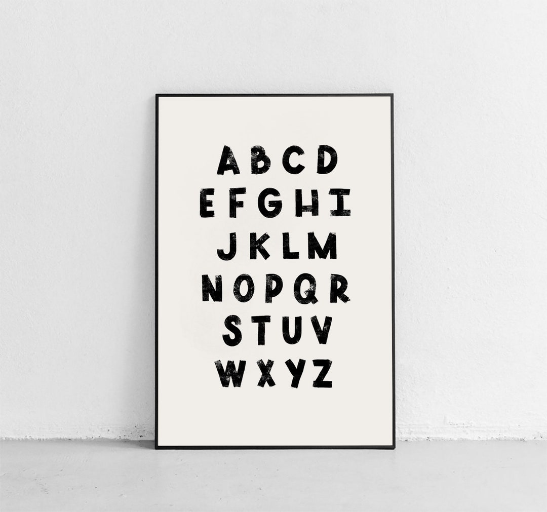 ABC Poster Handwritten Minimal | Black and White | Classroom Decor ...