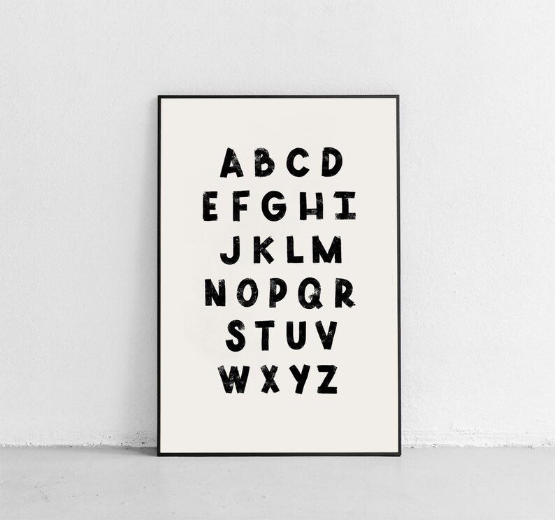 ABC Poster Handwritten Minimal | Black and White | Classroom Decor ...