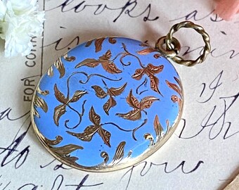 Antique Blue Enamel Locket - Etsy