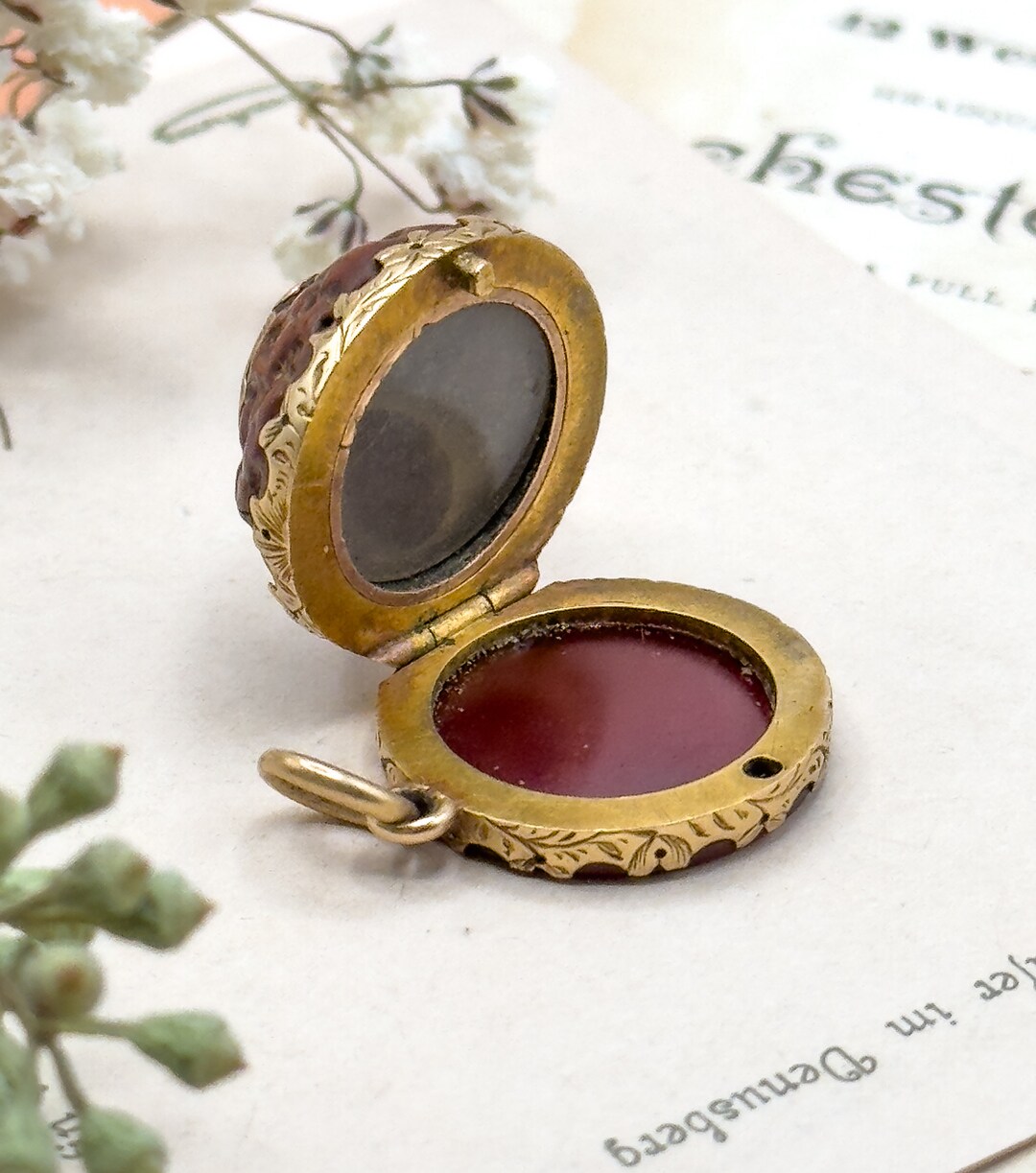 Antique Rudraksha and Carnelian Locket, Georgian Locket Victorian ...