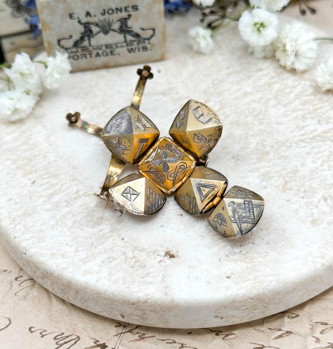 Antique Masonic Orb Pendant Masonic Cross Pendant Mechanical Edwardian ...