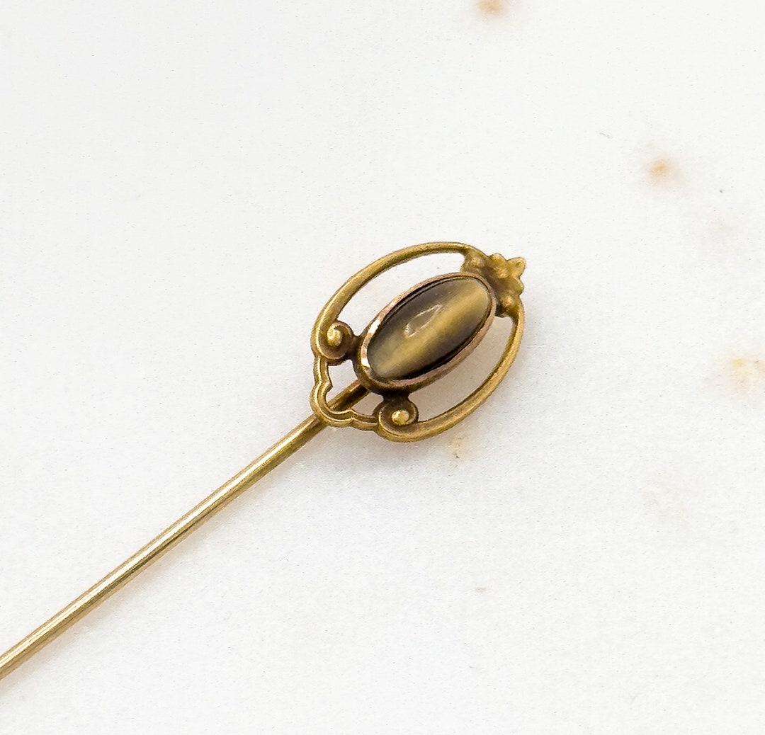 Antique Tigers Eye Stick Pin Victorian Stickpin Edwardian Stickpin Art ...