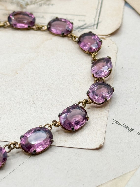 Victorian Amethyst Paste Necklace, Riviere Necklace P… - Gem