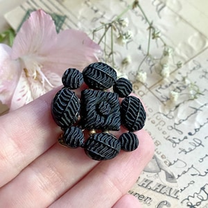 Antique Mourning Jewelry, Victorian Crepe Stone Mourning Brooch ...