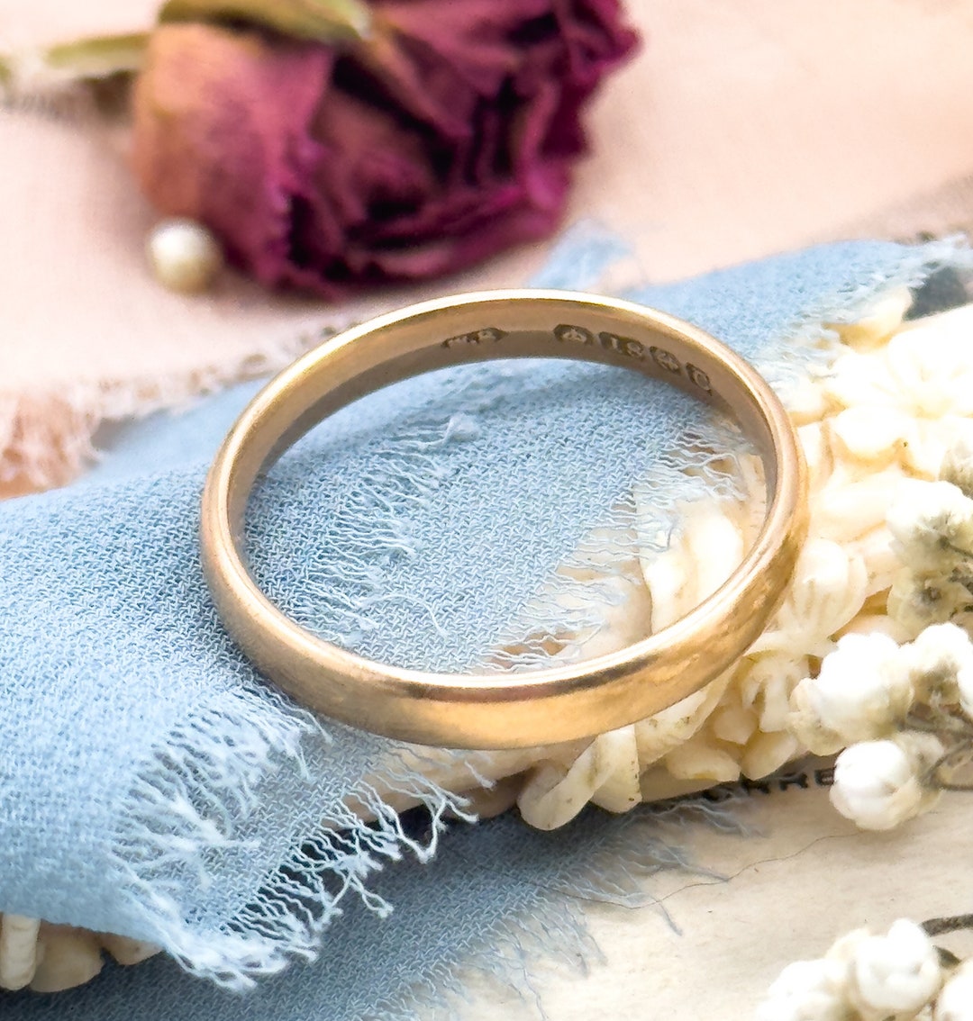 Antique 18k Gold Band Ring, 18K Solid Gold Stacking Ring, Antique Gold ...