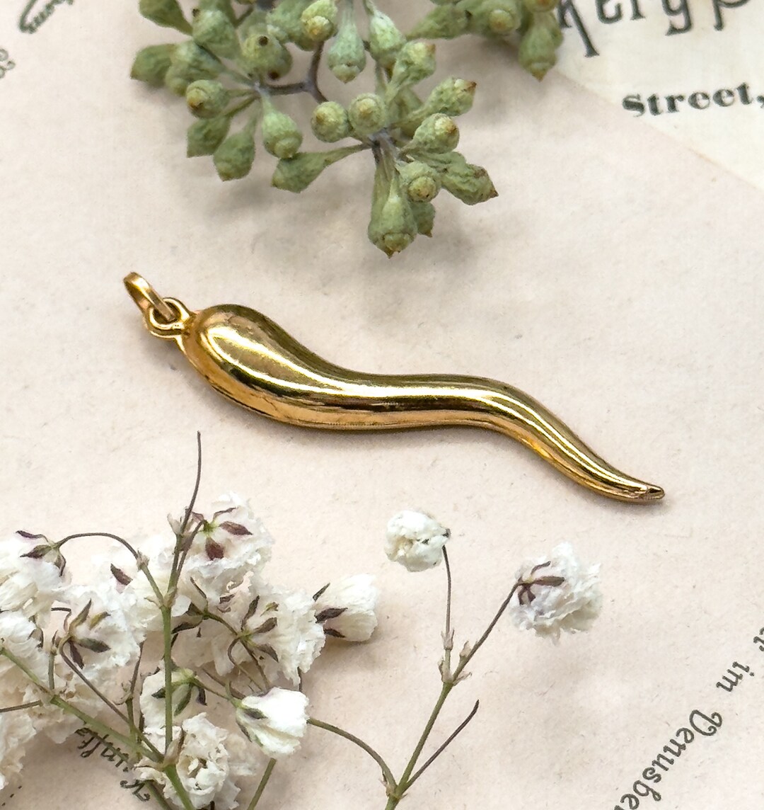 Vintage 14K Gold Cornicello Charm, Italian Horn Charm, Hort Talisman ...