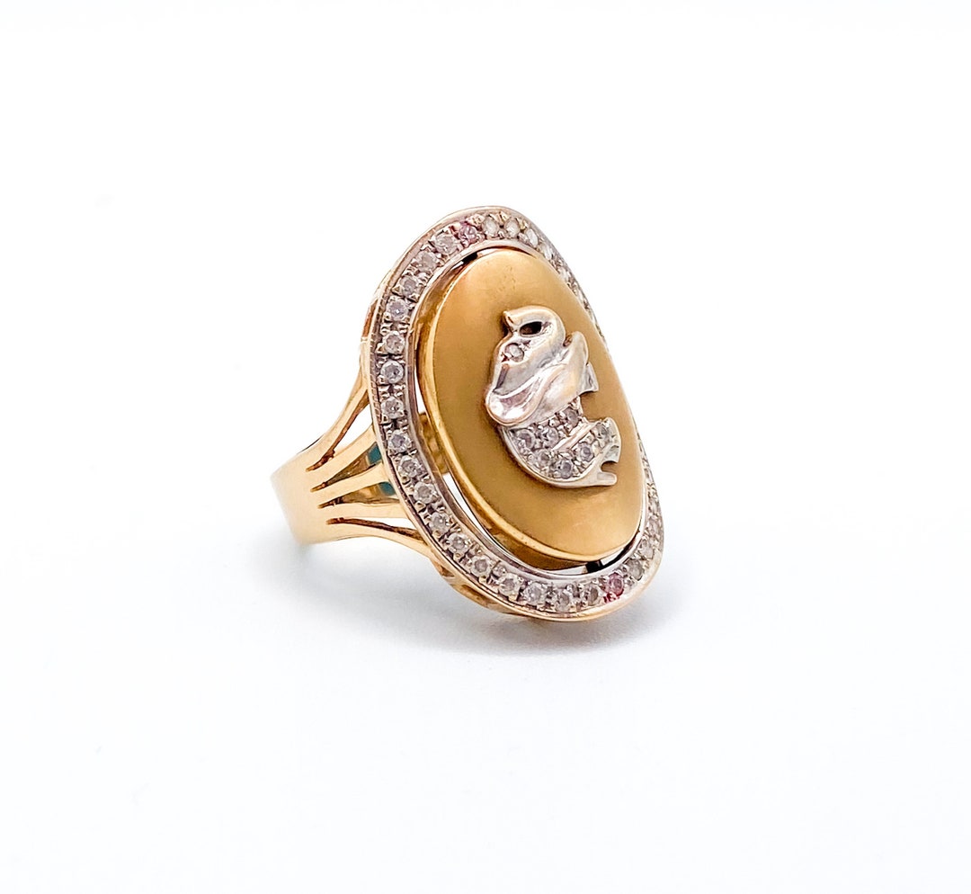 Stunning Handmade Vintage Elephant Swivel Ring in 14K Gold - Etsy