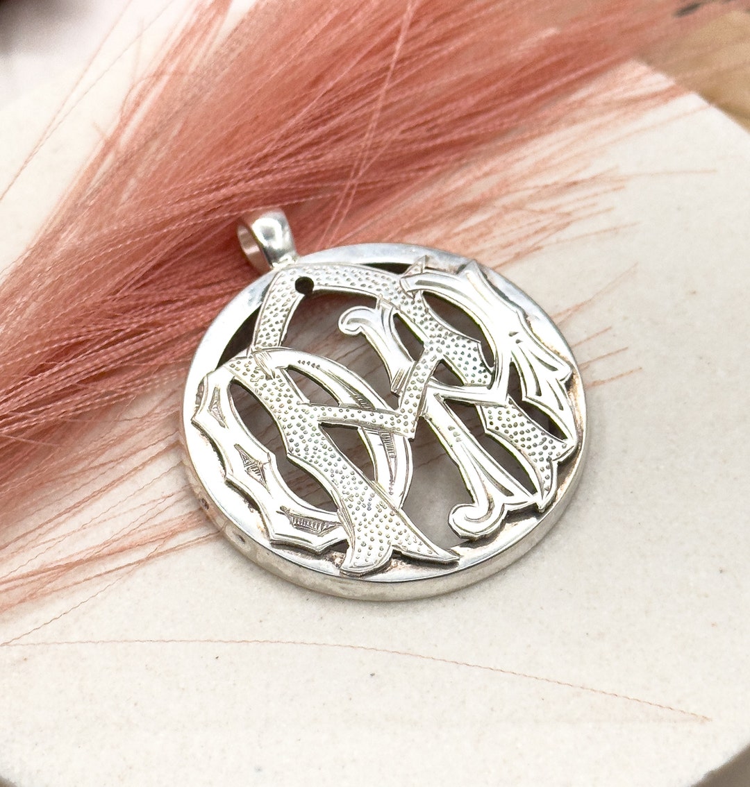 Silver Victorian Monogram Pendant, Antique Conversion Pendant Victorian ...