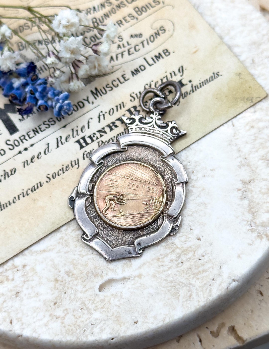 Antique Silver Bowling Pendant 1920s Bowling Watch Fob Charm Antique ...