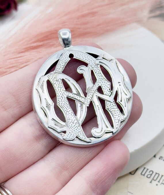 Silver Victorian monogram pendant, Antique conversion… - Gem