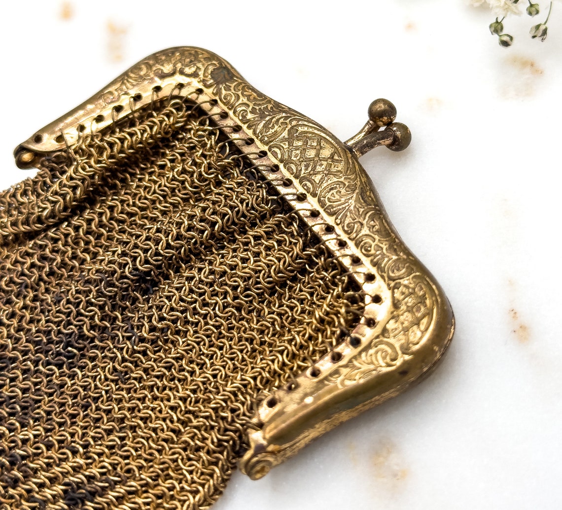 Cute Vintage Coin Purse Chainmail Purse With Ring Antique Coin Purse ...