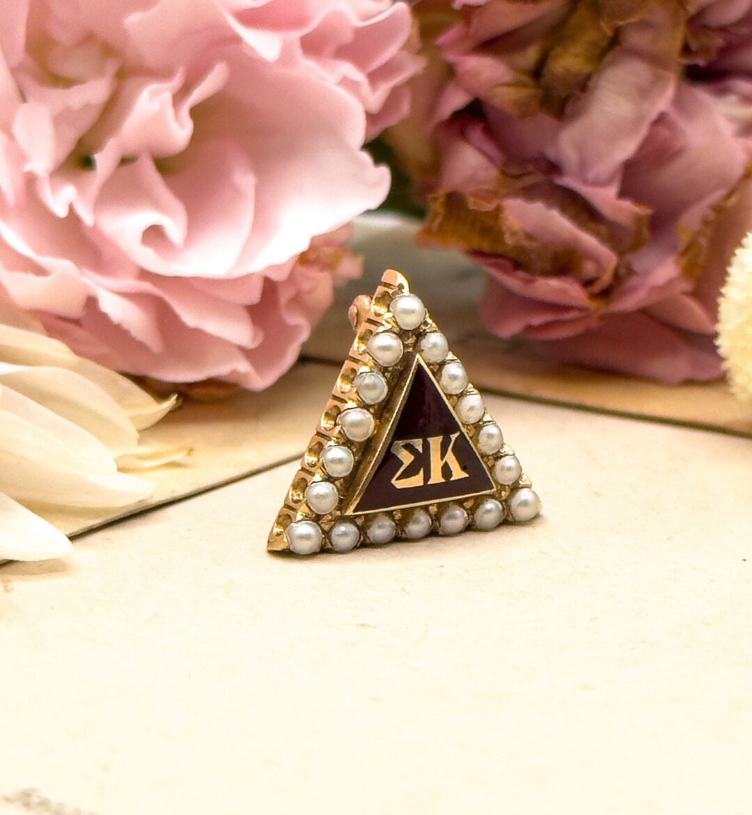 Antique 1920s Sigma Kappa Triangle Pin With Seed Pearls, Vintage Seed ...