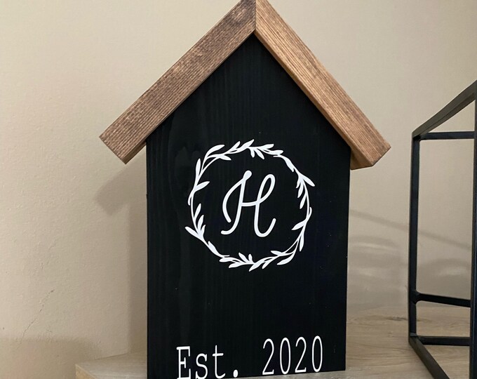 New Home Gift Sign, Personalized Wall Sign, Family Initial and ...