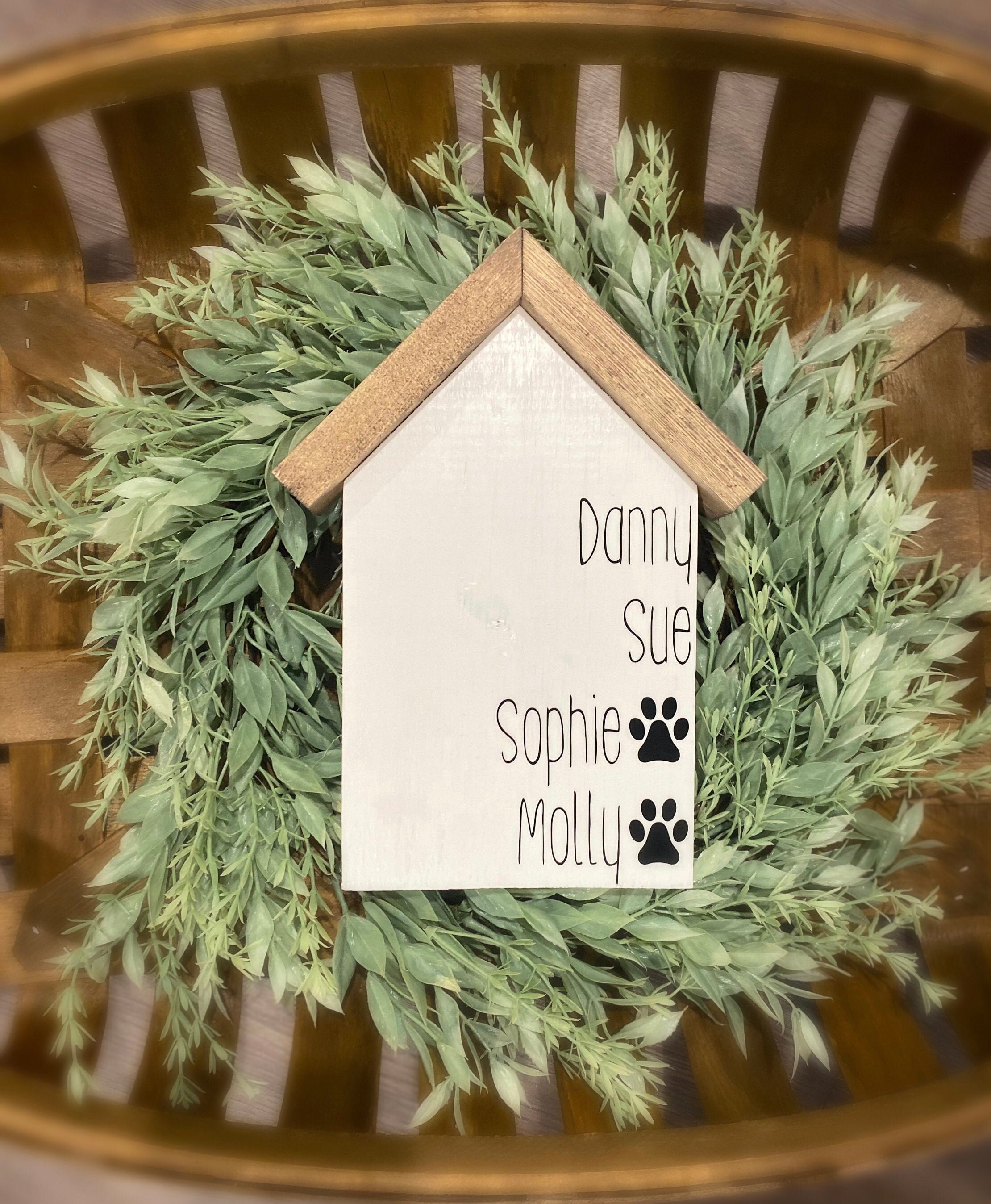 House Shaped Wooden Sign Mini Home Name Sign Farmhouse Decor ...