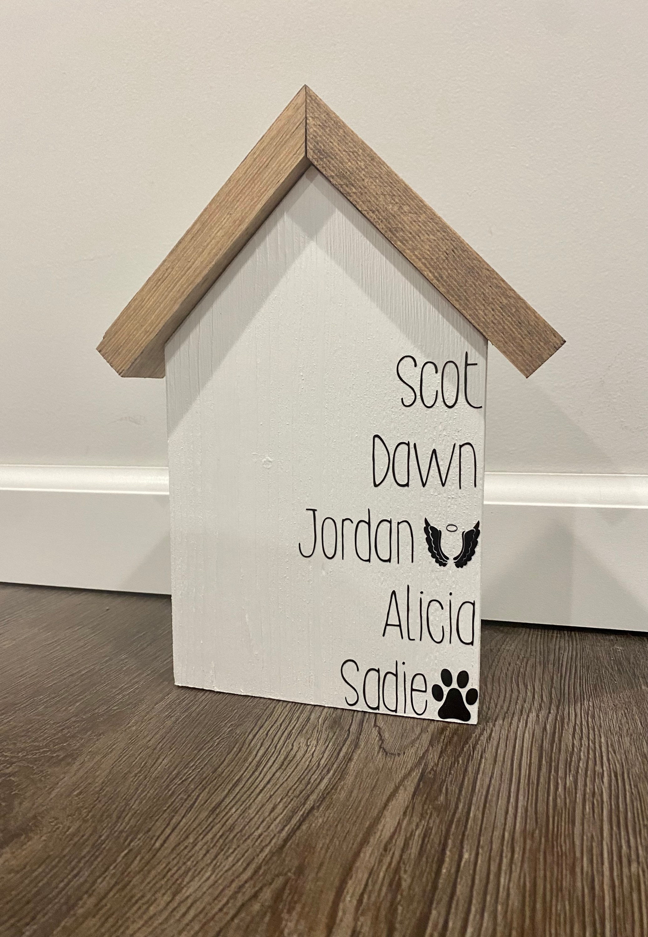 House Shaped Wooden Sign Mini Home Name Sign Farmhouse Decor ...