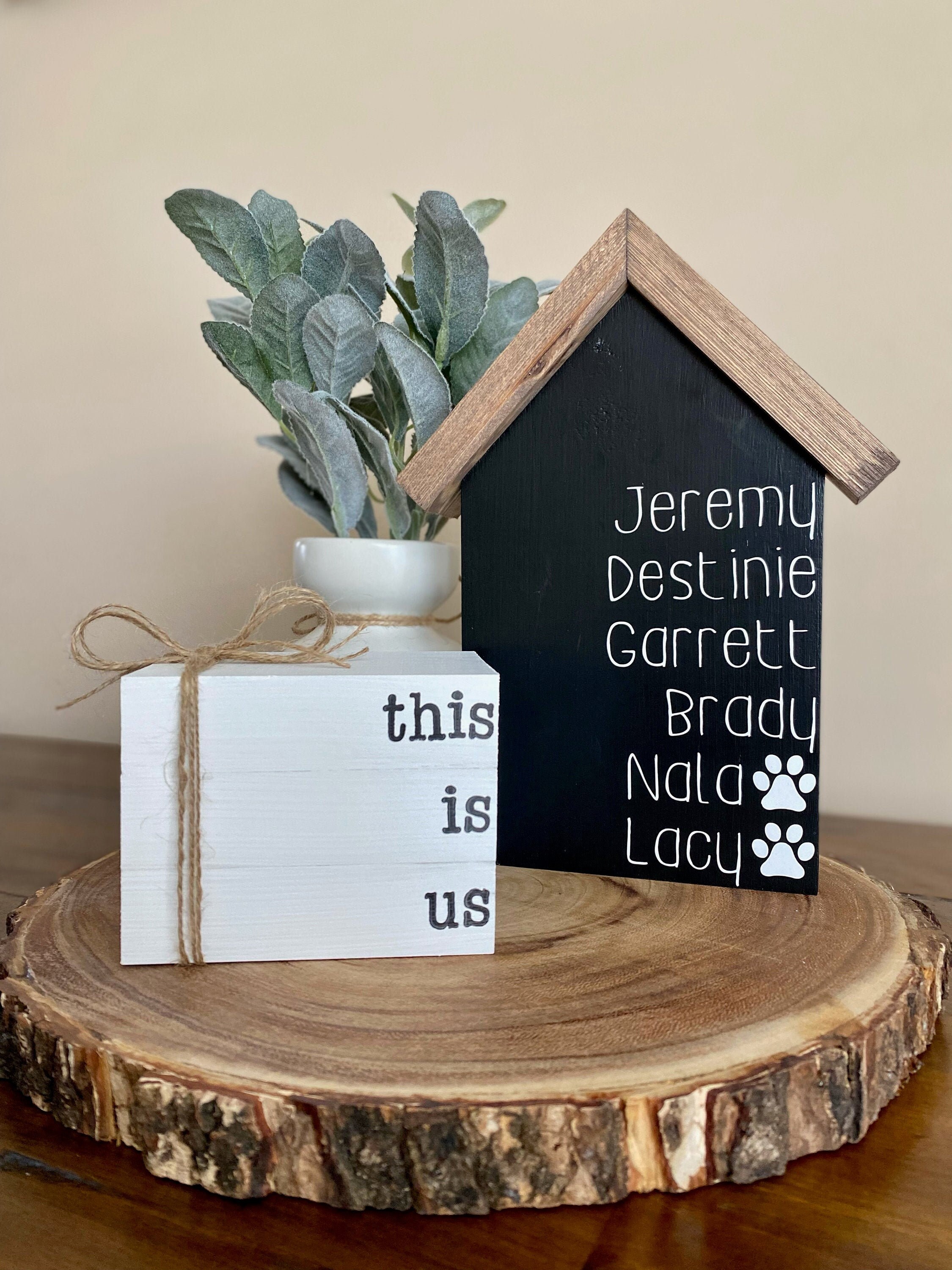 House Shaped Wooden Sign Mini Home Name Sign Farmhouse | Etsy