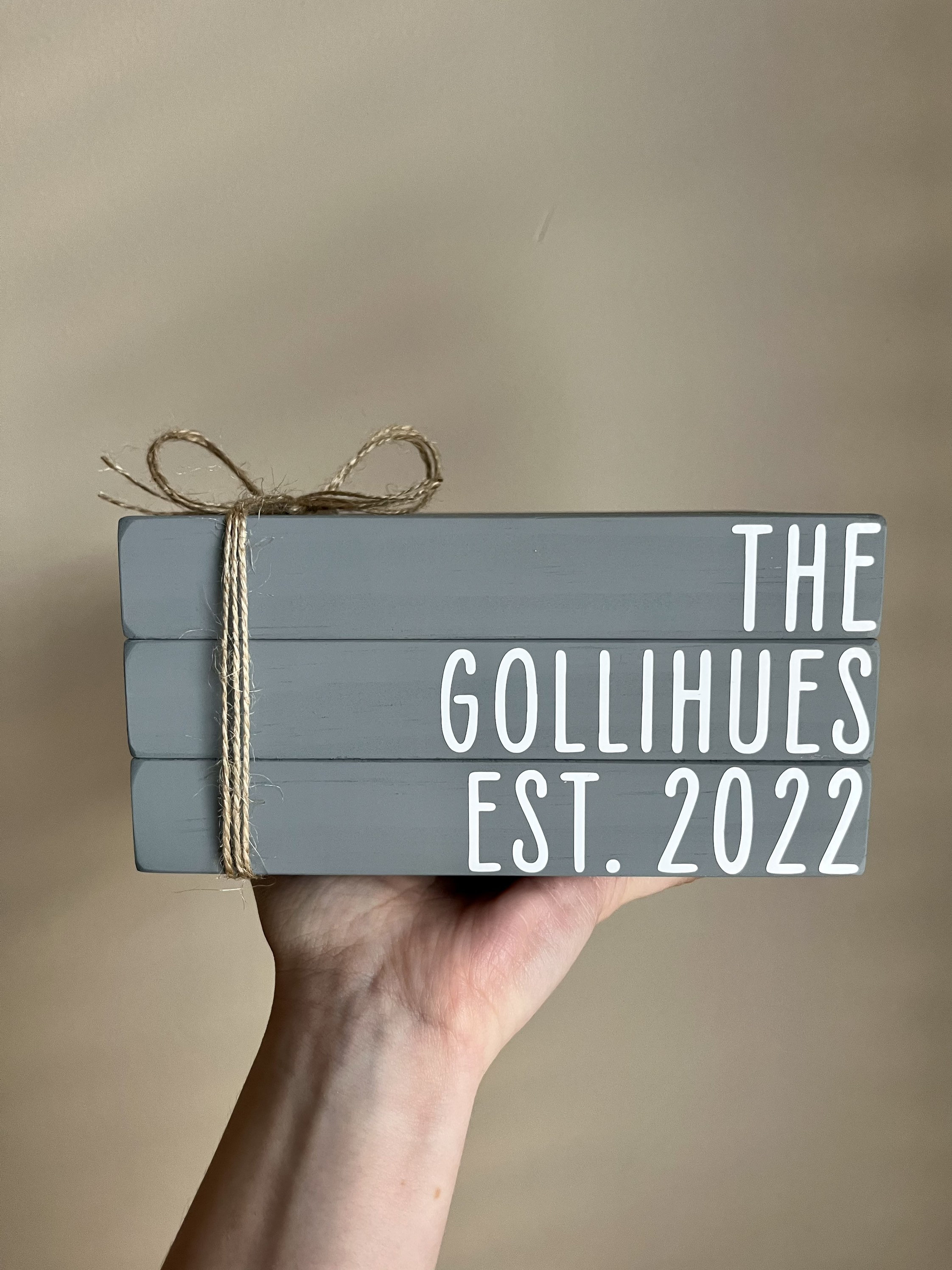 Custom Wooden Book Stacks - Faux Bookstack - Personalized Name Signs ...