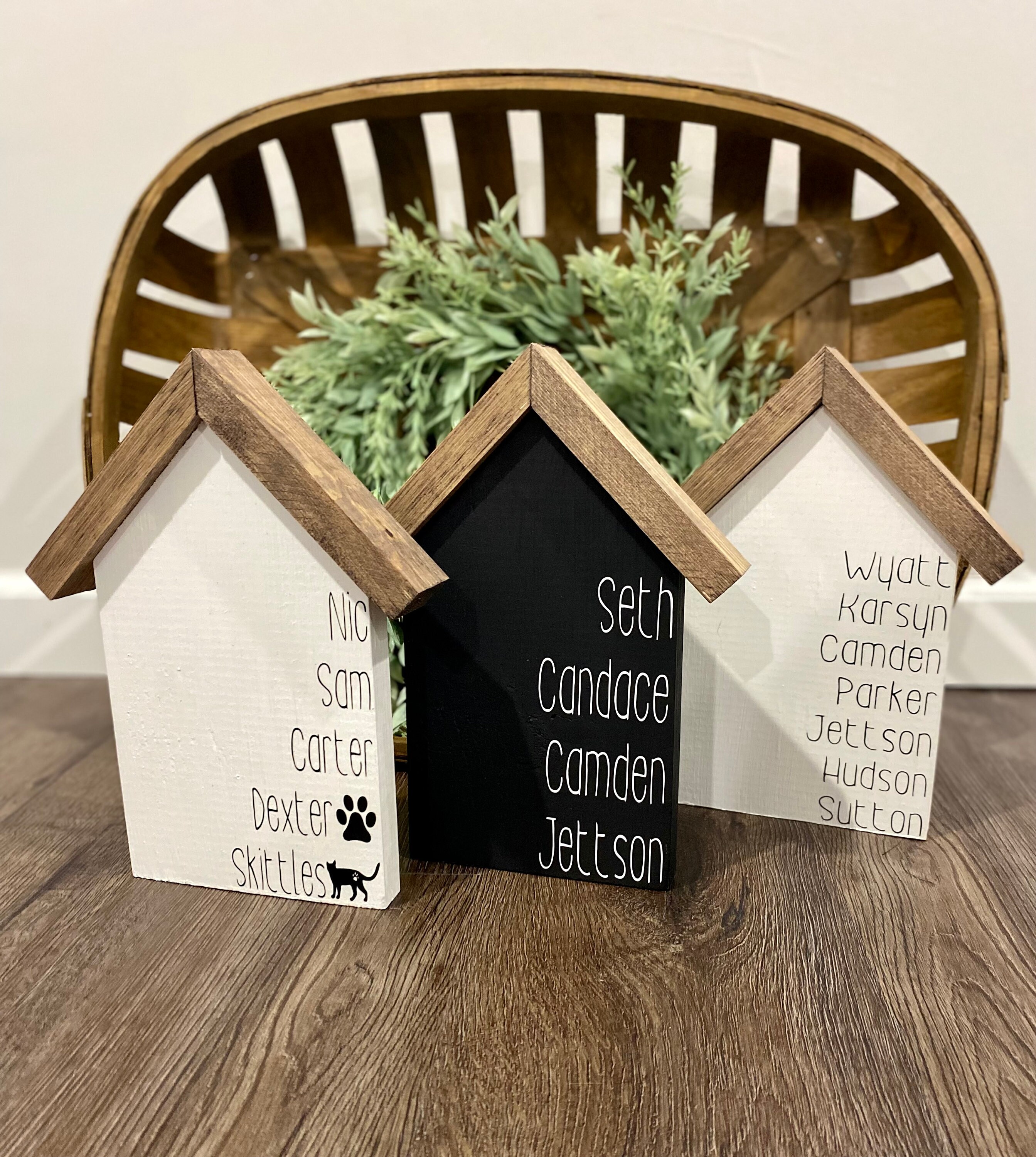 House Shaped Wooden Sign Mini Home Name Sign Farmhouse Decor ...