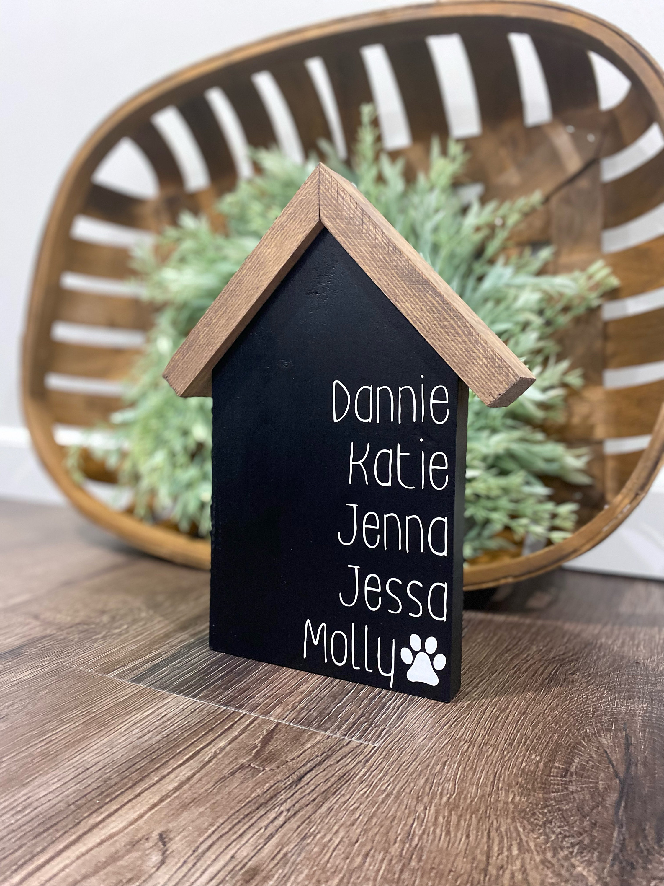 House Shaped Wooden Sign Mini Home Name Sign Farmhouse Decor ...