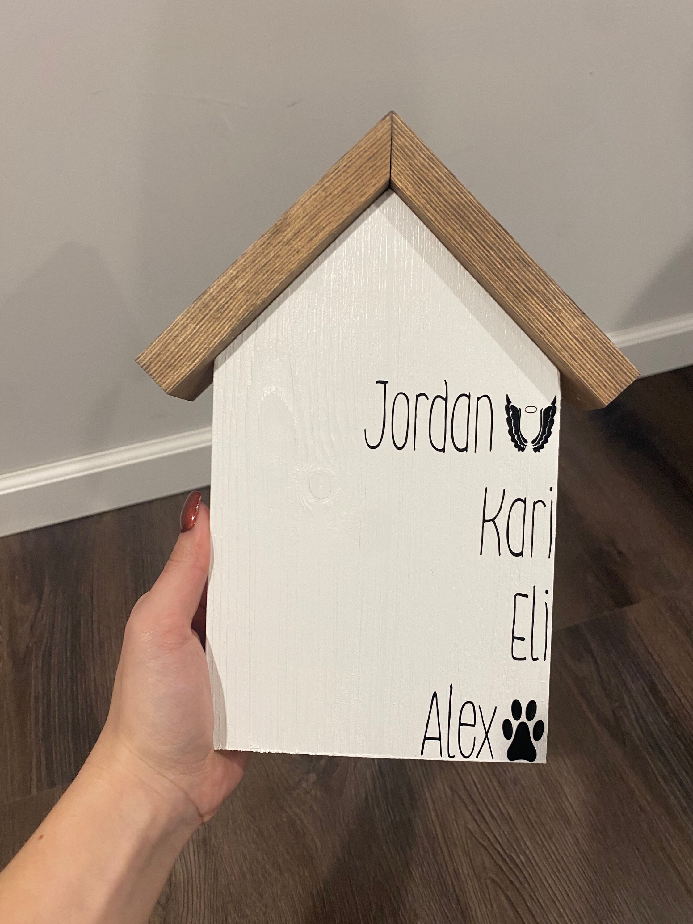 House Shaped Wooden Sign Mini Home Name Sign Farmhouse Decor ...