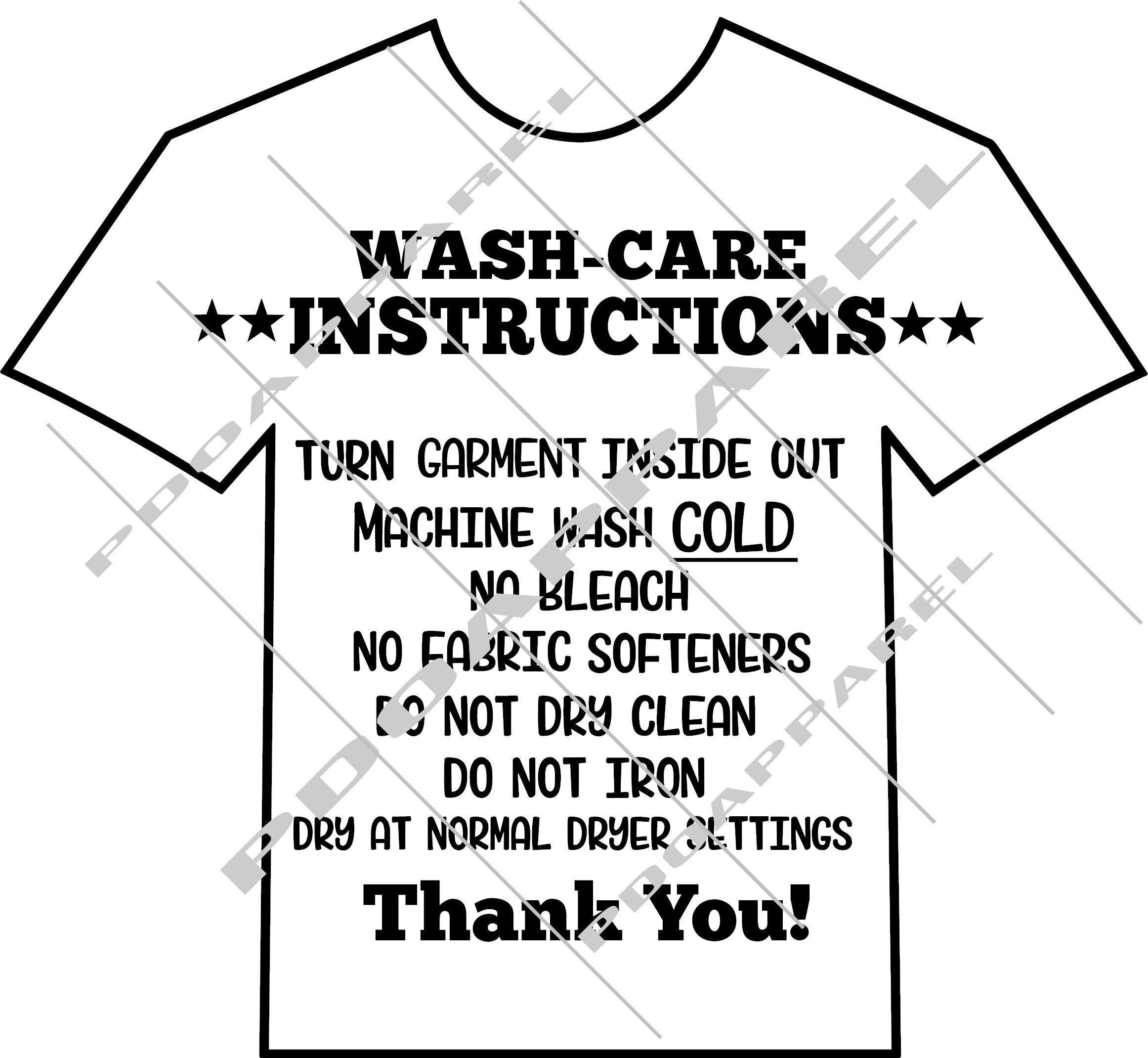 Washing Instructions Svg Care Instructions Card Svg Shirt Care Svg for ...