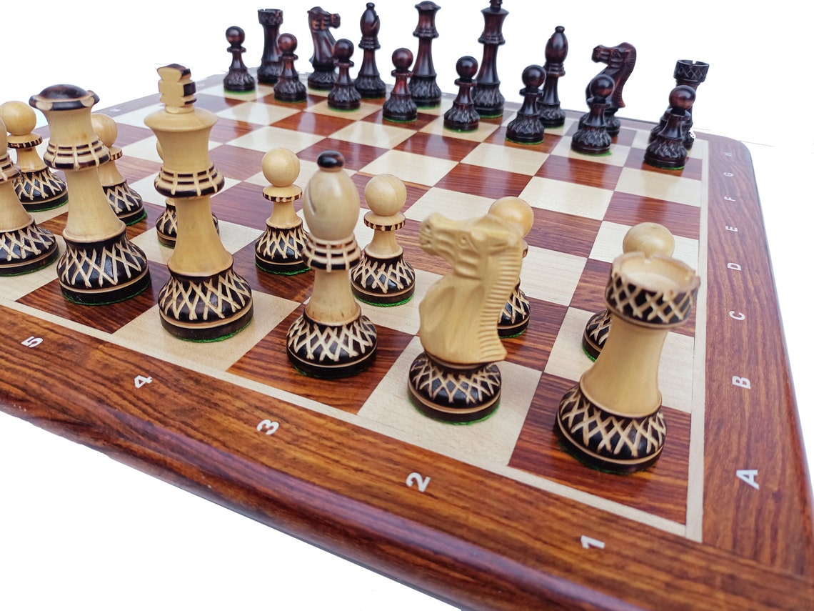Combo Wooden Chess Set parker Burnt Series Luxury Chess Pieces Chessmen ...