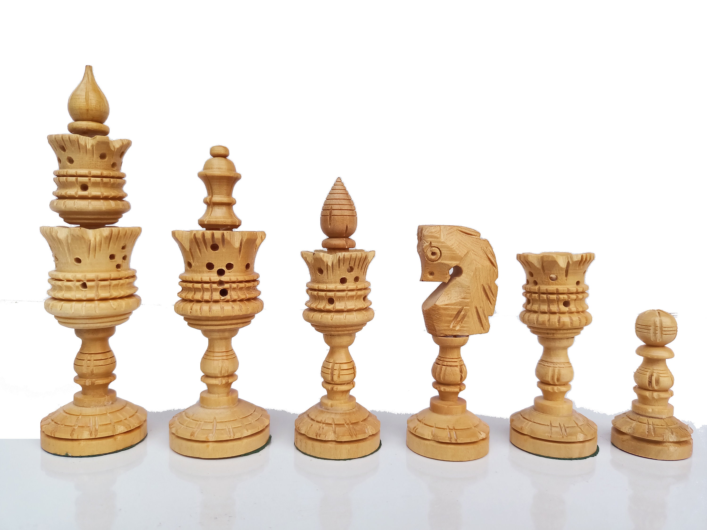 Hand Carved Lotus Chess Pieces: Golden Rosewood & Boxwood Chessmen - Etsy