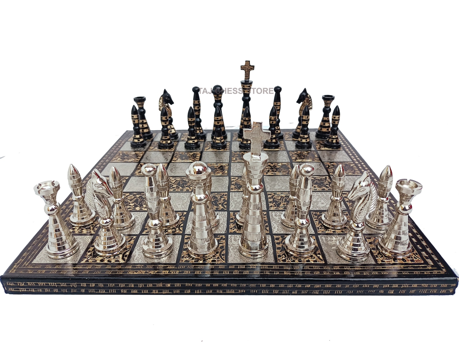 The Exquisite Carved Brass Metal Chess Set Solid Metal Combo - Etsy