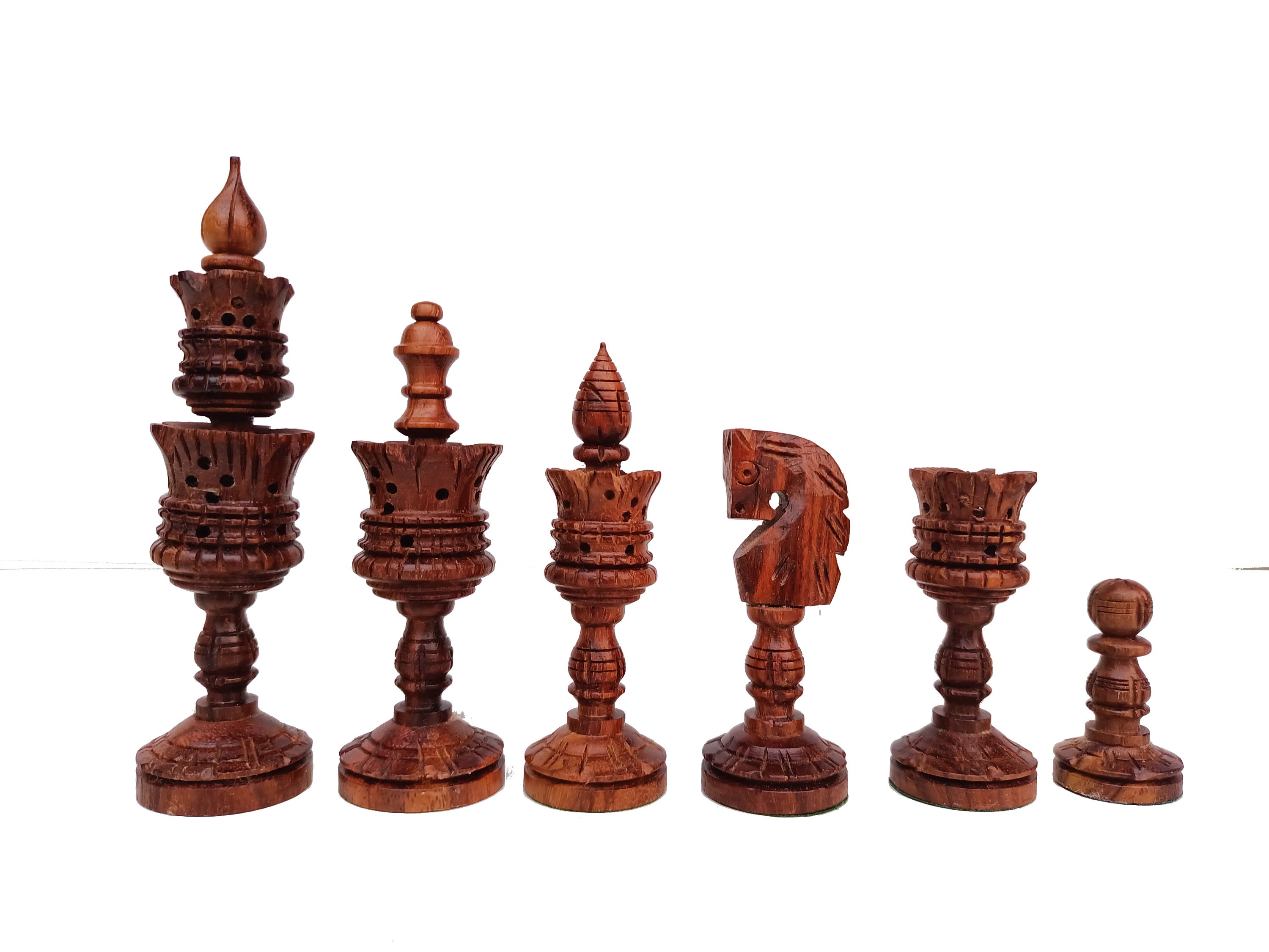 Hand Carved Lotus Chess Pieces: Golden Rosewood & Boxwood Chessmen - Etsy