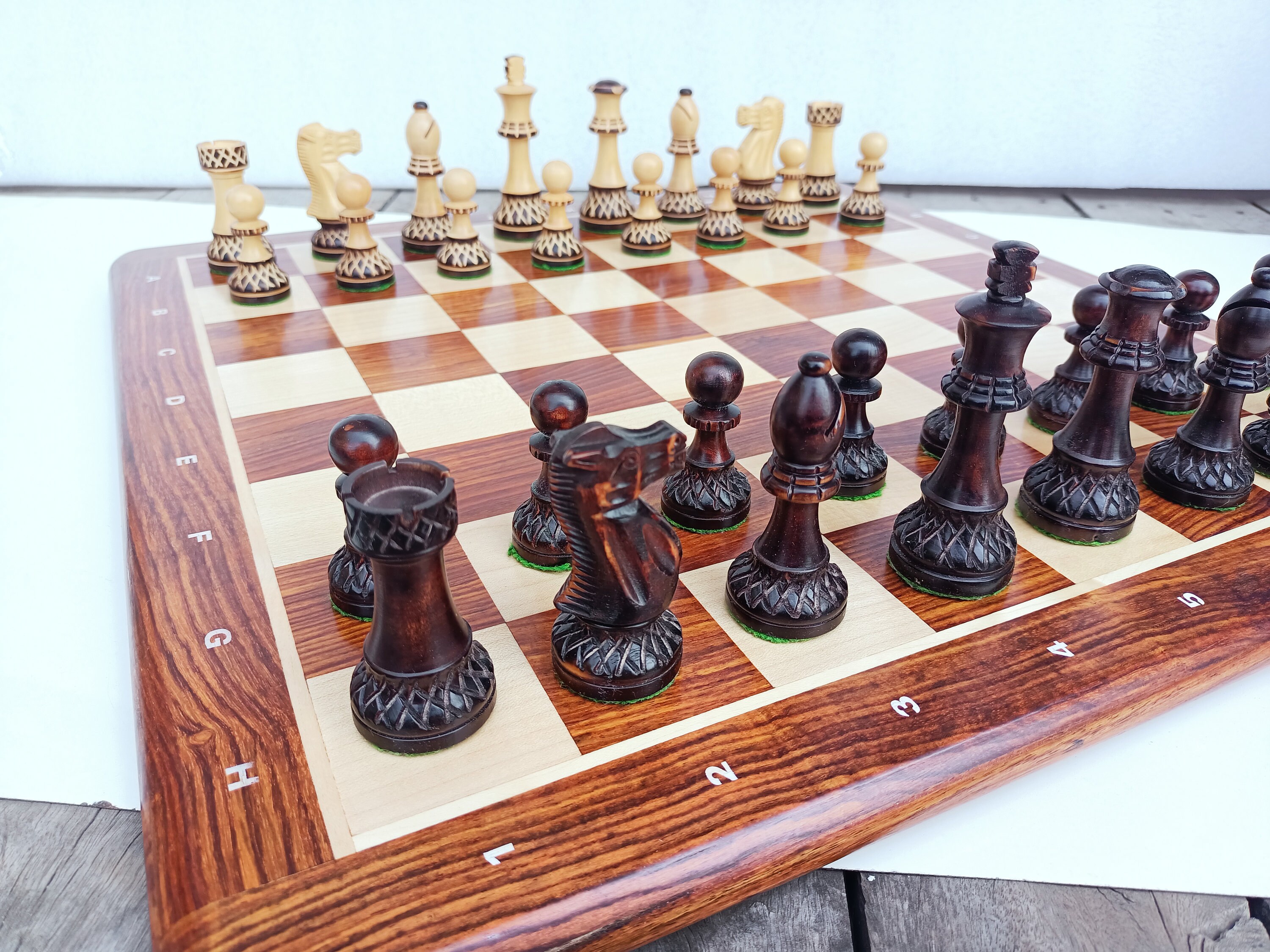 Combo Wooden Chess Set parker Burnt Series Luxury Chess Pieces Chessmen ...