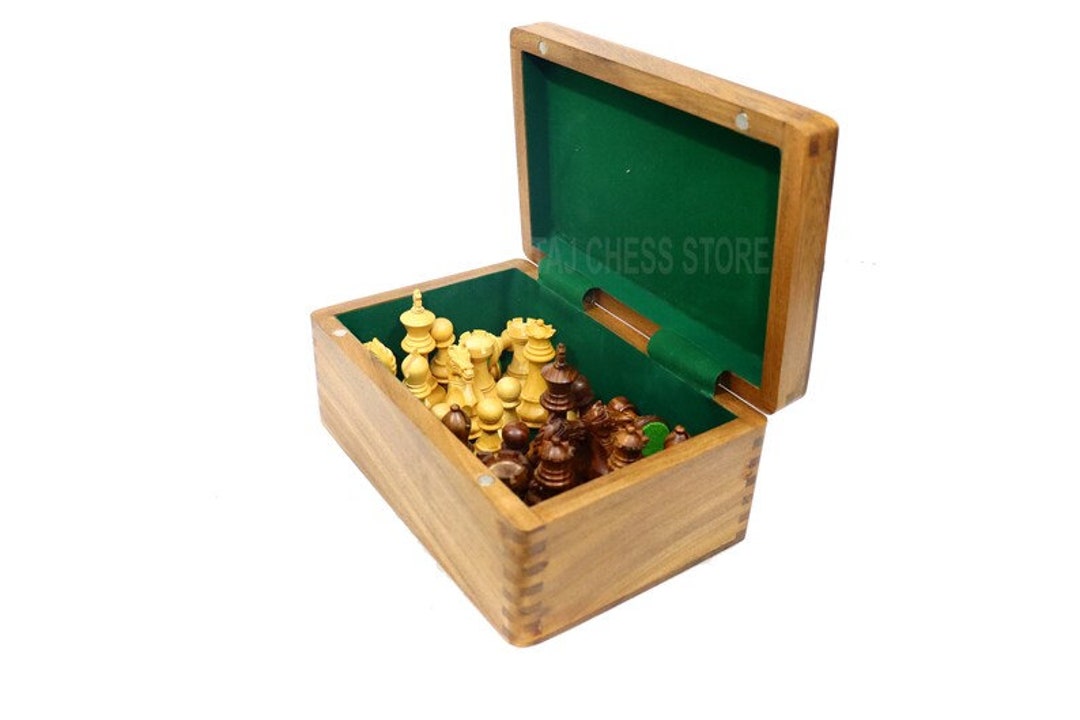 Chess Pieces Wooden Storage Box for 2.0"-4" Chessmen | Solid Wooden ...