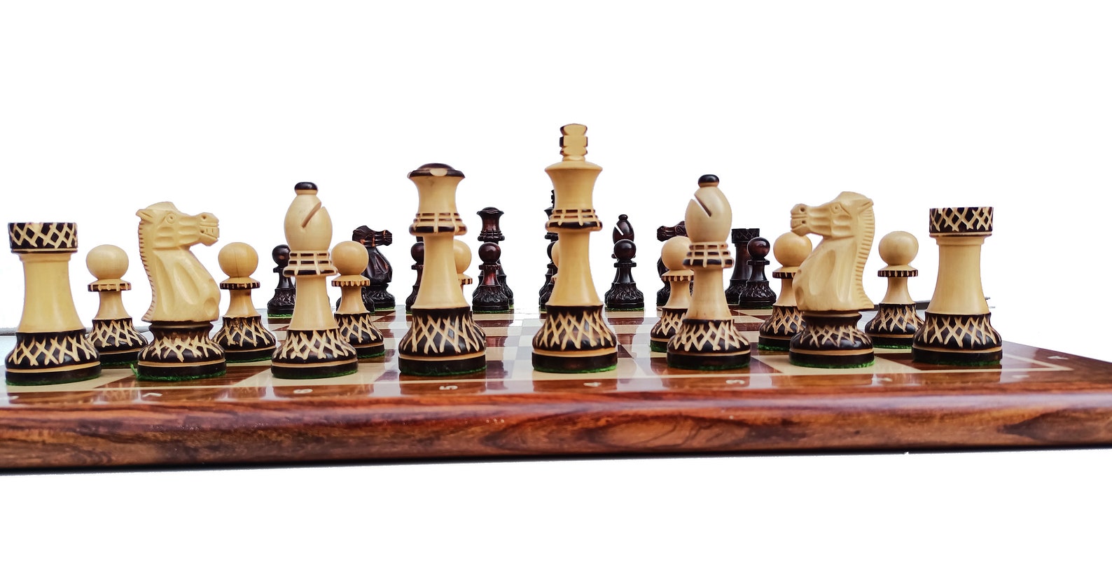 Combo Wooden Chess Set parker Burnt Series Luxury Chess Pieces Chessmen ...