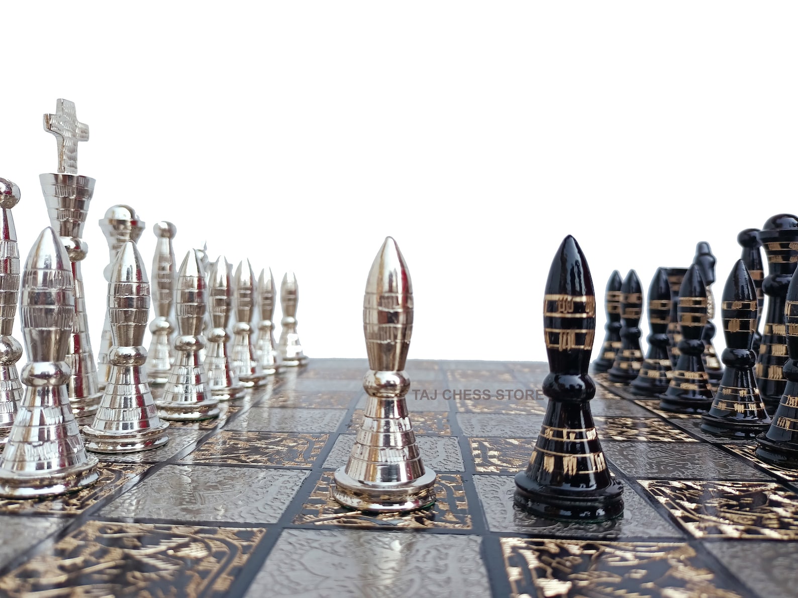 The Exquisite Carved Brass Metal Chess Set Solid Metal Combo - Etsy