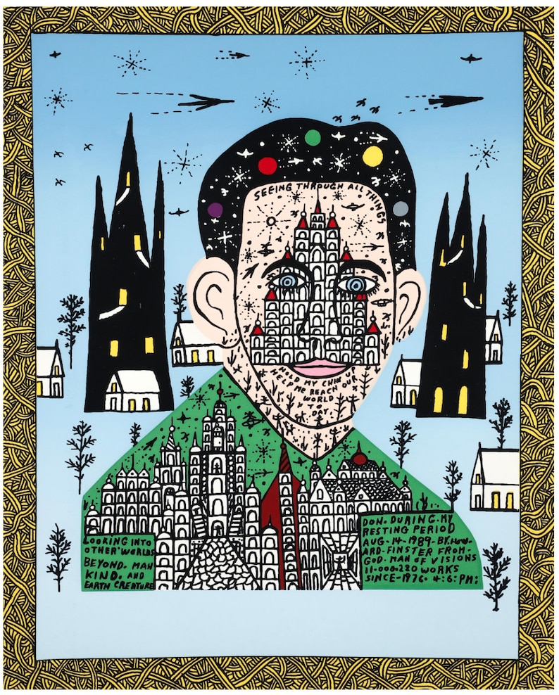 Outsider Art "looking In" by Howard Finster 1989 - Etsy