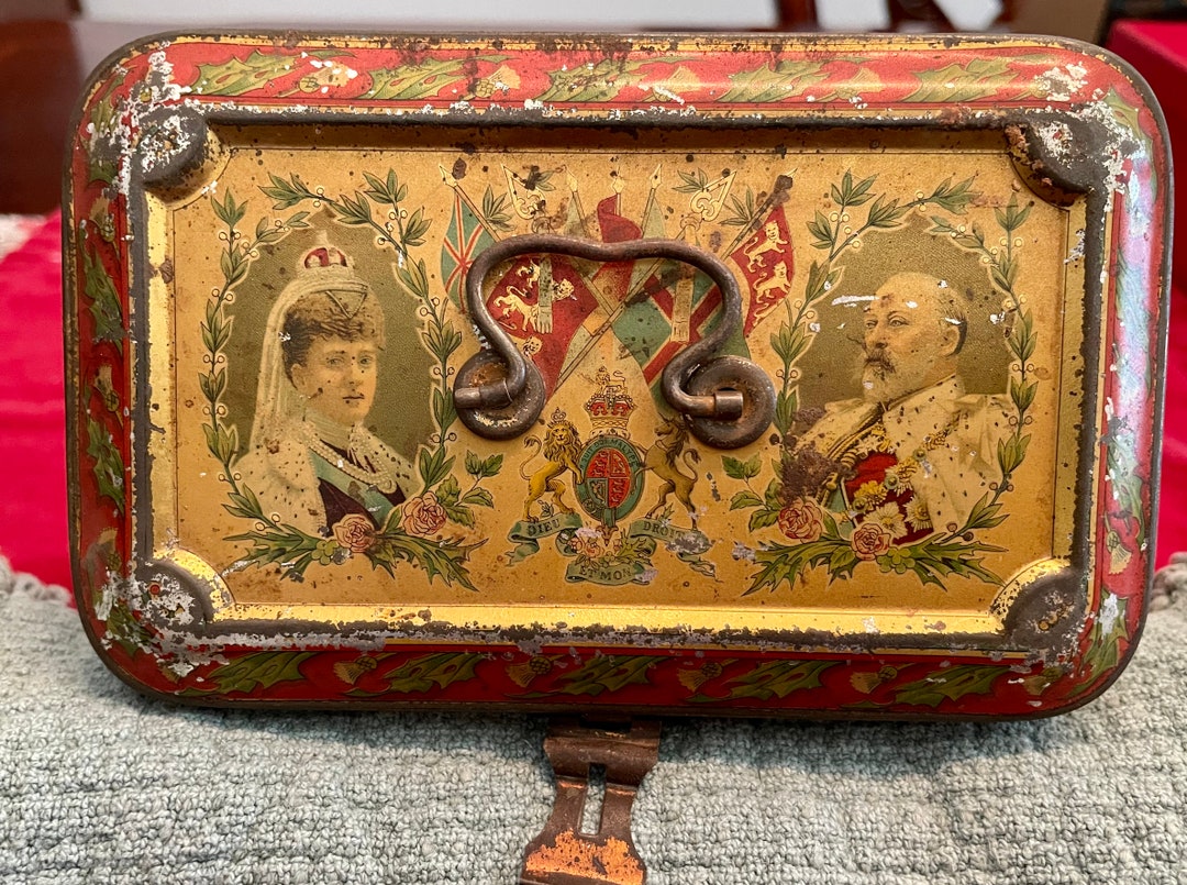 Antique 1920's Queen Alexandra and King Edward VII Tin Box - Emil ...