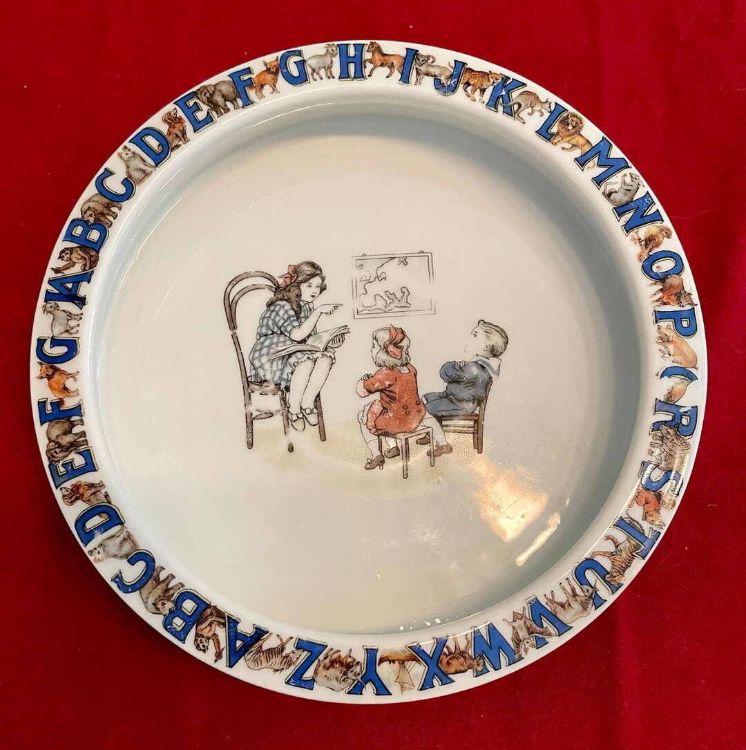 Antique Ceramic Children's Dish W/alphabet and School Scene - German ...