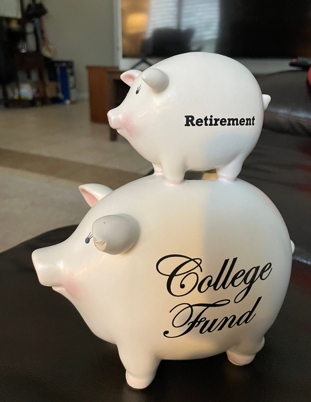 Ceramic Double Coin Piggy Bank Retirement College Fund White - Etsy