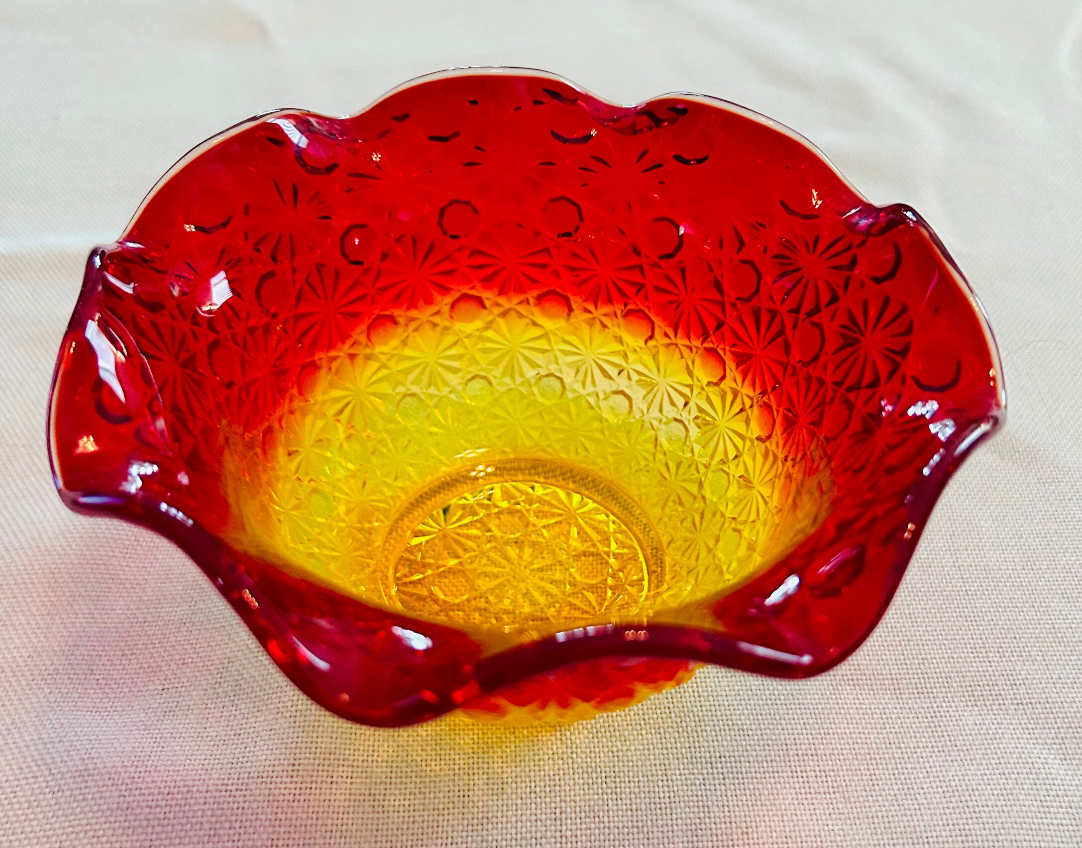 Antique Amberina Red Amber Glass Bowl or Candy Dish - Etsy