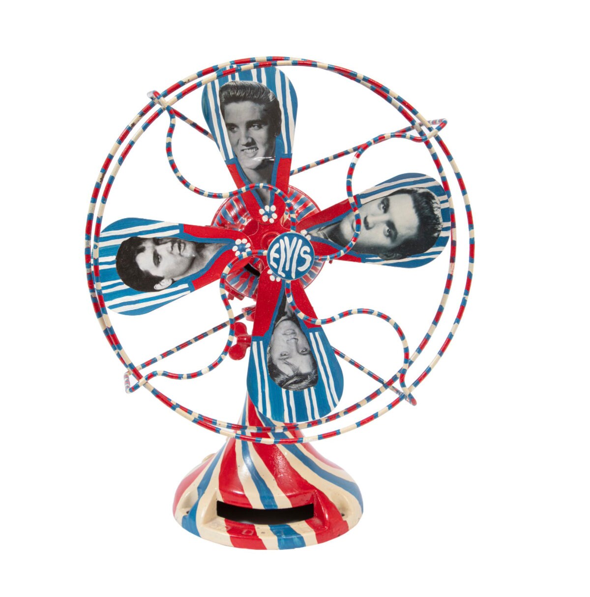 Original American Folk Art - "elvis Fan" - Hand Painted Metal Fan ...