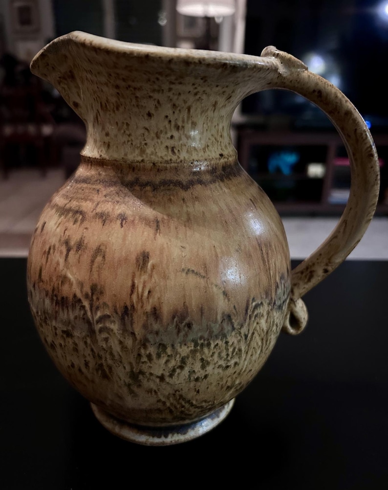 Vintage Handmade Stoneware Art Pottery Pitcher With Handle 7.5" - Etsy