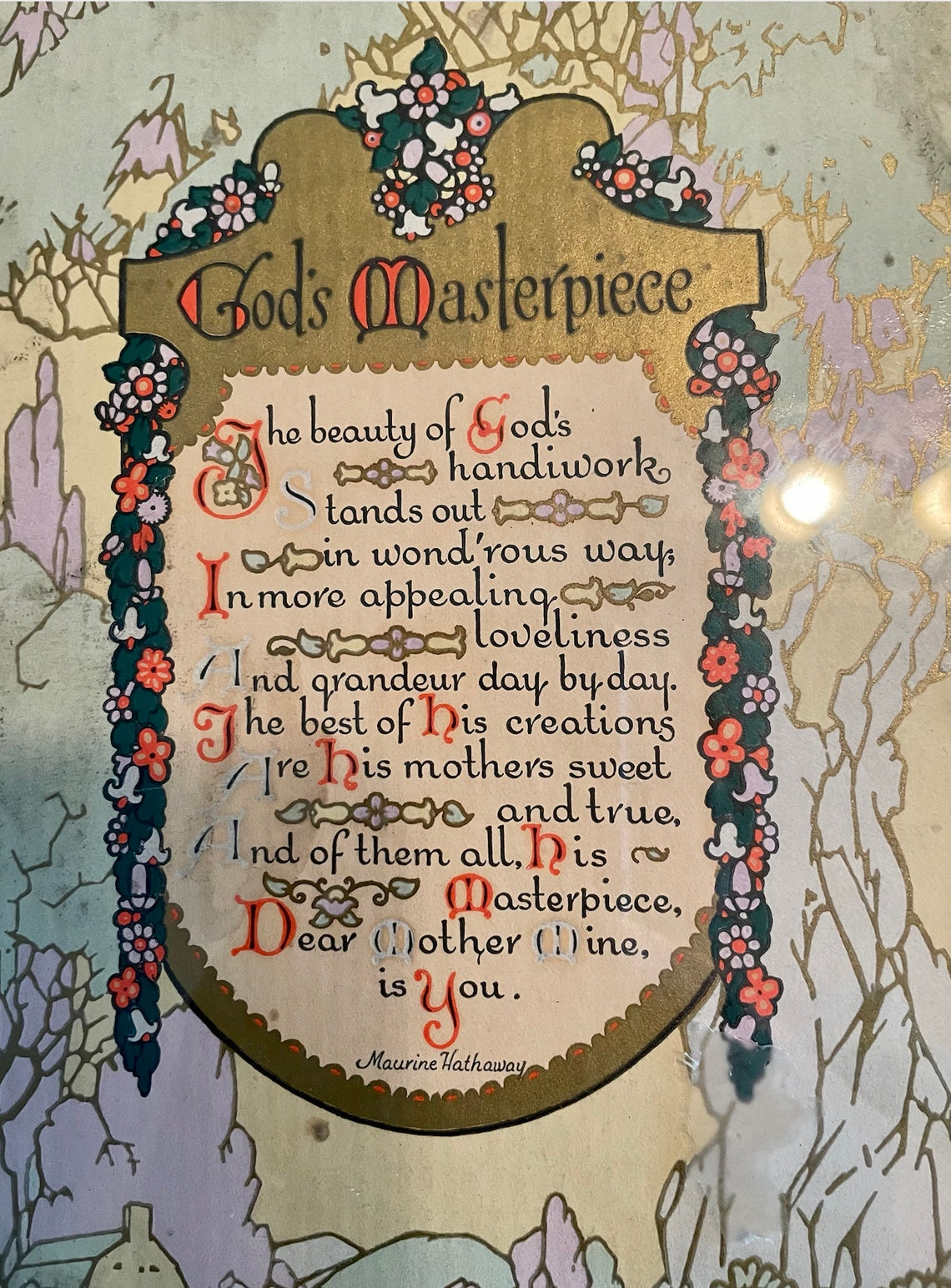 Antique Framed Poem "god's Masterpiece" by Maurine Hathaway; 1920s - Etsy