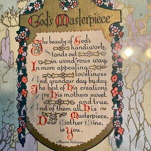 Antique Framed Poem "god's Masterpiece" by Maurine Hathaway; 1920s - Etsy